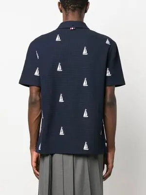 Thom Browne Textured Short-sleeve Polo Shirt