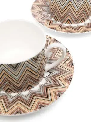Missoni Set Of Six Zigzag-print Tea Cup Set - White