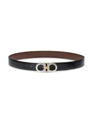 FERRAGAMO Gancini Reversible Leather Belt - Black