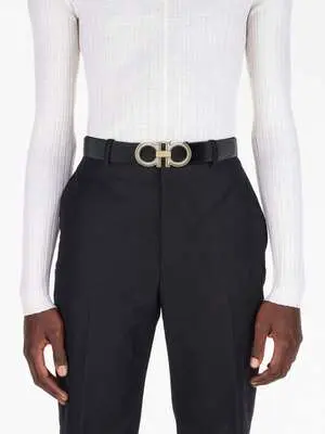 FERRAGAMO Gancini Reversible Leather Belt - Black