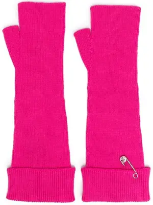 Versace Safety Pin Knitted Fingerless Gloves - Pink
