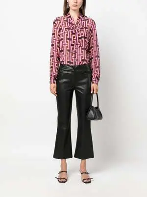 Liu Jo Faux-leather Flared Cropped Trousers