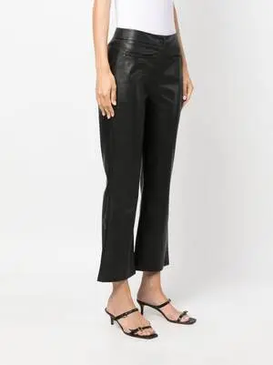 Liu Jo Faux-leather Flared Cropped Trousers
