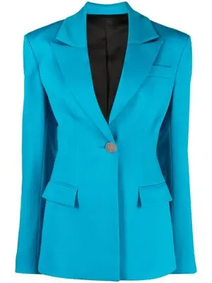 Attico Single-breasted Virgin Wool-blend Blazer - Blue