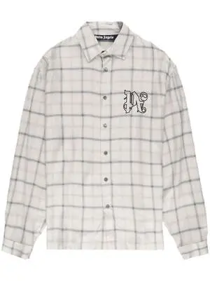 Palm Angels Logo-embroidered Plaid Cotton Shirt