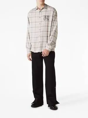 Palm Angels Logo-embroidered Plaid Cotton Shirt