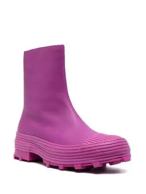 Camper Traktori Leather Ankle Boots - Purple