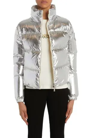 Moncler Moncler Meuse Laminated Nylon Down Jacket Silver