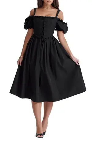 Puff Sleeve Fit & Flare Dresses