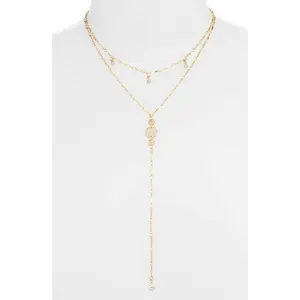 Ettika Layered Cubic Zirconia Lariat Necklace - Gold