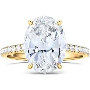 HAUTECARAT Oval Cut Pavé Lab Grown Diamond Ring - 2.50 Ctw 18k Yellow Gold