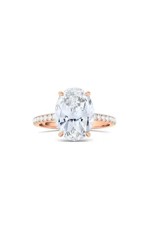 HAUTECARAT Oval Cut Pavé Diamond Ring - 2.00 Ctw 18k Rose Gold