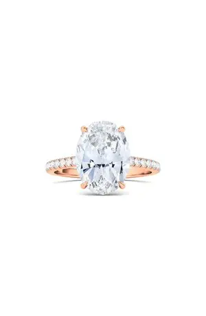 HAUTECARAT Oval Cut Pavé Diamond Ring - 2.50 Ctw 18k Rose Gold