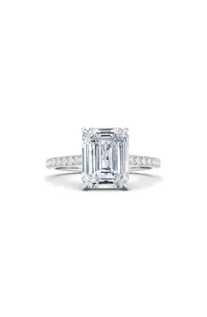 HAUTECARAT Emerald Cut Pavé Lab Created Diamond Ring - 2.00 Ctw 18k White Gold