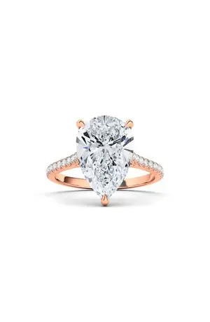 HAUTECARAT Pear-cut Pavé Lab-grown Diamond Ring - 2.50 Ctw 18k Rose Gold
