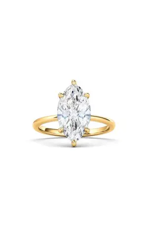 HAUTECARAT Marquise Cut Lab Created Diamond Ring - 3.00 Ctw 18k Yellow Gold