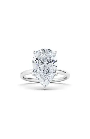 HAUTECARAT Pear Cut Lab Created Diamond Ring - 3.00 Ctw 18k White Gold