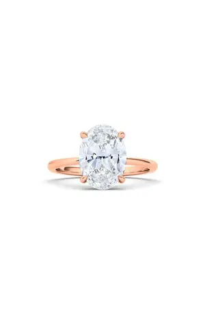 HAUTECARAT Oval Cut Lab Created Diamond Ring - 2.00 Ctw 18k Rose Gold