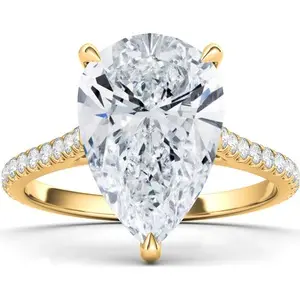 HAUTECARAT Pear Cut Pavé Lab Grown Diamond Ring - 2.50 Ctw 18k Yellow Gold