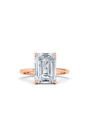 HAUTECARAT Emerald Cut Lab Created Diamond Ring - 2.50 Ctw 18k Rose Gold