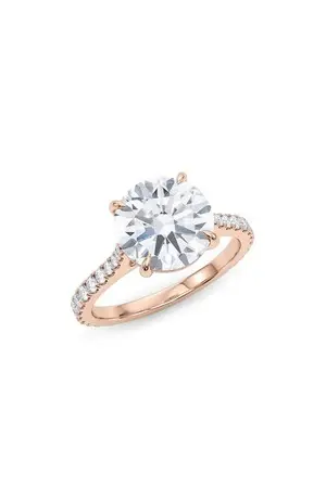 HAUTECARAT Round Brilliant Cut Lab Grown Diamond Ring - 2.50 Ctw 18k Rose Gold