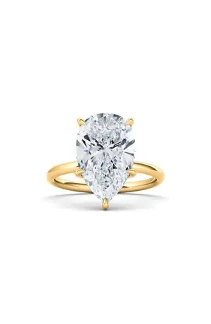 HAUTECARAT Pear Cut Lab Created Diamond Ring - 2.00 Ctw 18k Yellow Gold