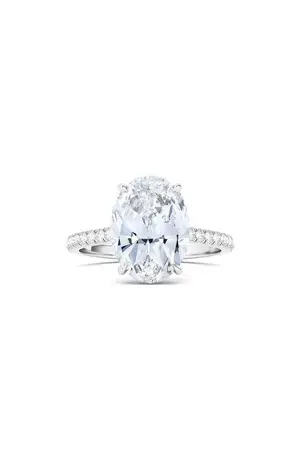 HAUTECARAT Oval Cut Pavé Lab Created Diamond Ring - 3.00 Ctw 18k White Gold