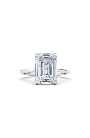 HAUTECARAT Emerald Cut Lab Created Diamond Ring - White Gold