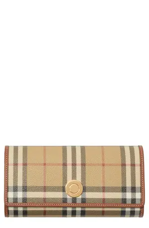 Burberry Halton Check Continental Wallet - Archive Beige