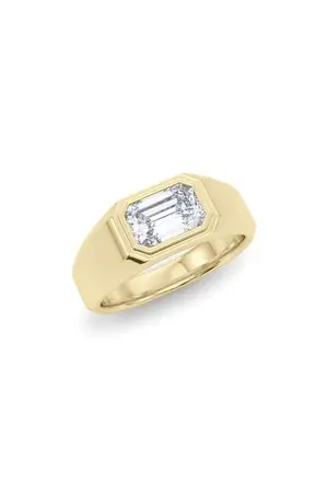 HAUTECARAT HauteCarat Emerald Cut Diamond Signet Ring 18k Yellow Gold