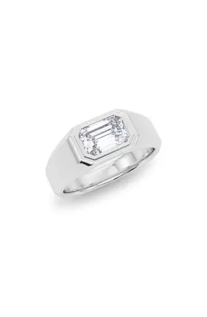 HAUTECARAT Emerald Cut Diamond Signet Ring - 3.00 Ctw 18k White Gold