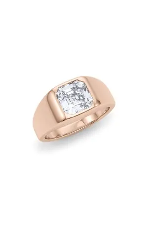 HAUTECARAT HauteCarat Asscher Cut Lab-Created Diamond Signet Ring Rose Gold
