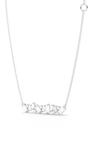 HAUTECARAT Baguette And Round Lab-created Diamond Pendant Necklace - 18k White Gold
