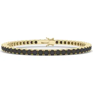 HAUTECARAT Lab-created Black Diamond Tennis Bracelet - 18k Yellow Gold