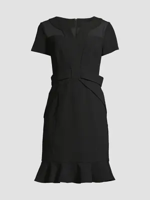 Shani Flounce Crepe & Silk Sheath Dress - Black