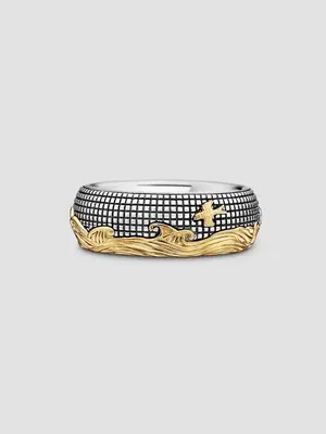 David Yurman Waves Band Ring With 18k And Sterling - Silver