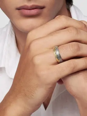 David Yurman Waves Band Ring With 18k And Sterling