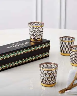 Jonathan Adler Boxed Versailles Glassware Set Black/gold