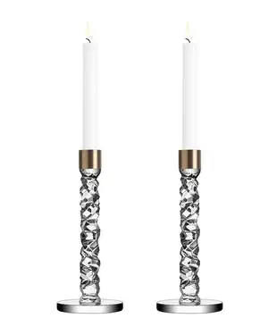 ORREFORS Carat Brass Candlesticks, Set Of 2 - One-color