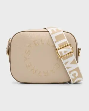 Stella McCartney Stella McCartney Studded Logo Camera Shoulder Bag - Cream
