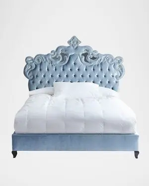 HAUTE HOUSE Julia King Tufted Bed - Light Blue