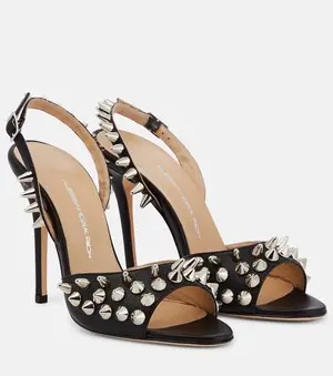 Alessandra Rich Embellished Leather Sandals