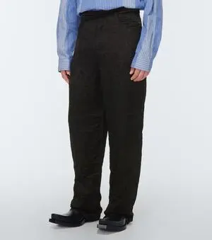 Balenciaga Wide-Leg Crinkled Satin Pants In Black - 40% Off