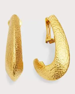 BEN-AMUN Ben-Amun Goldtone Hammered Clip-On Hoop Earrings
