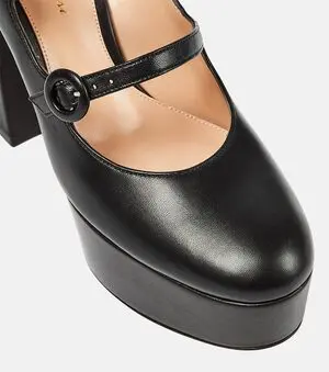 GIANVITO ROSSI Mary Jane Leather Platform Pumps