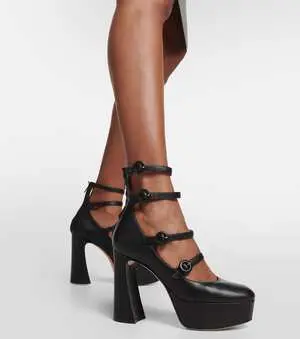 GIANVITO ROSSI Mary Jane Leather Platform Pumps