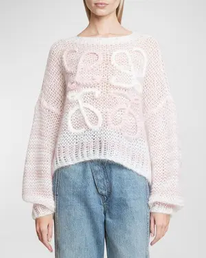 Loewe Loewe Striped Anagram Knit Sweater - White Pink