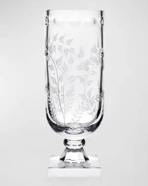 WILLIAM YEOWARD CRYSTAL Fern Square Footed Hurricane - Clear