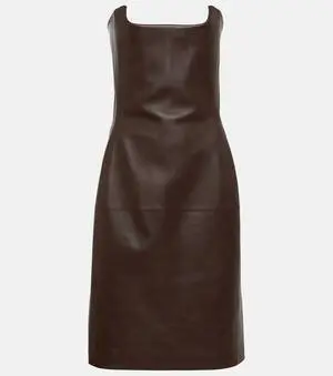 Bottega Veneta Bustier Leather Midi Dress