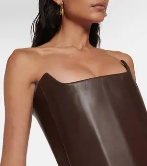 Bottega Veneta Bustier Leather Midi Dress
